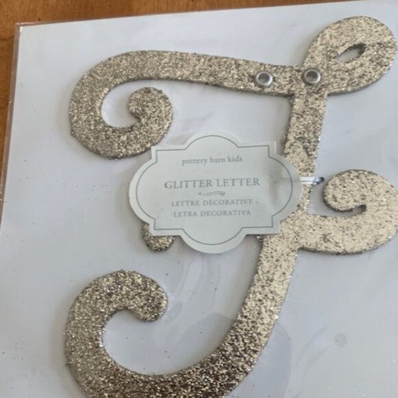 Pottery Barn | Accents | Pottery Barn Gold Glitter Cursive Letter F New ...